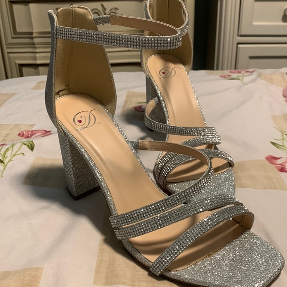 Shoes | Silver Diamond Heels | Poshmark
